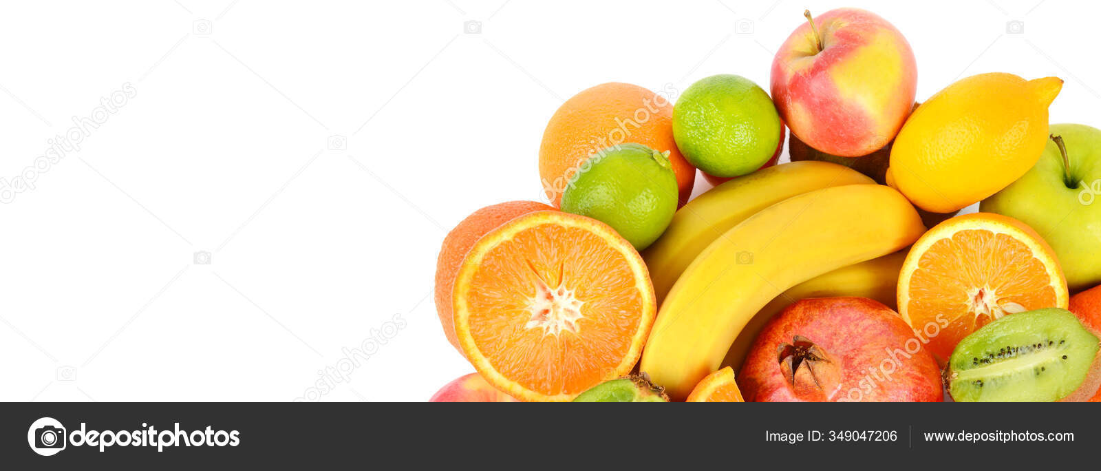 Set Fruits Isolated White Background Wholesome Dessert Free Space Text ...