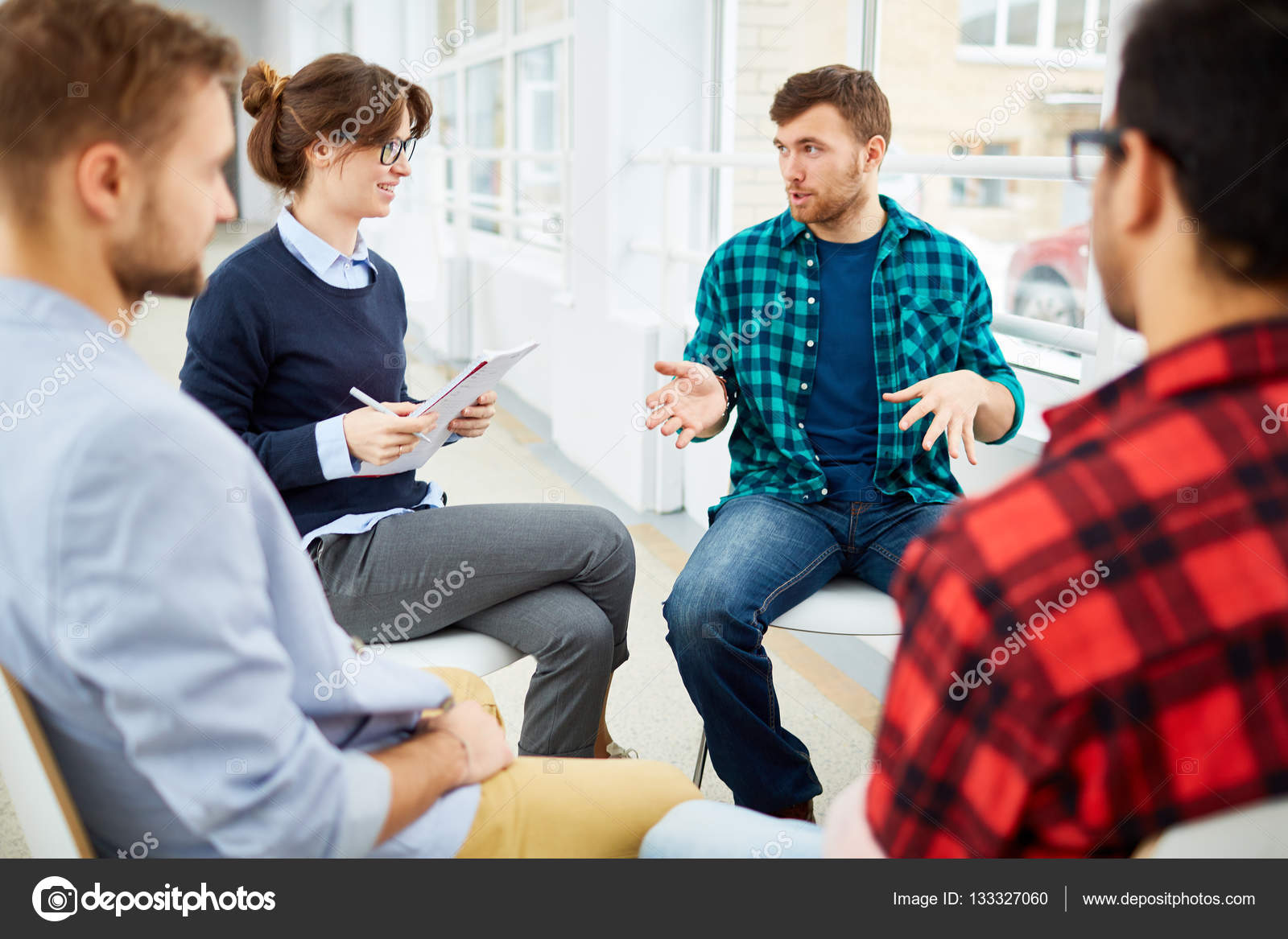 Students practicing psychological therapy in group Stock Photo by ...