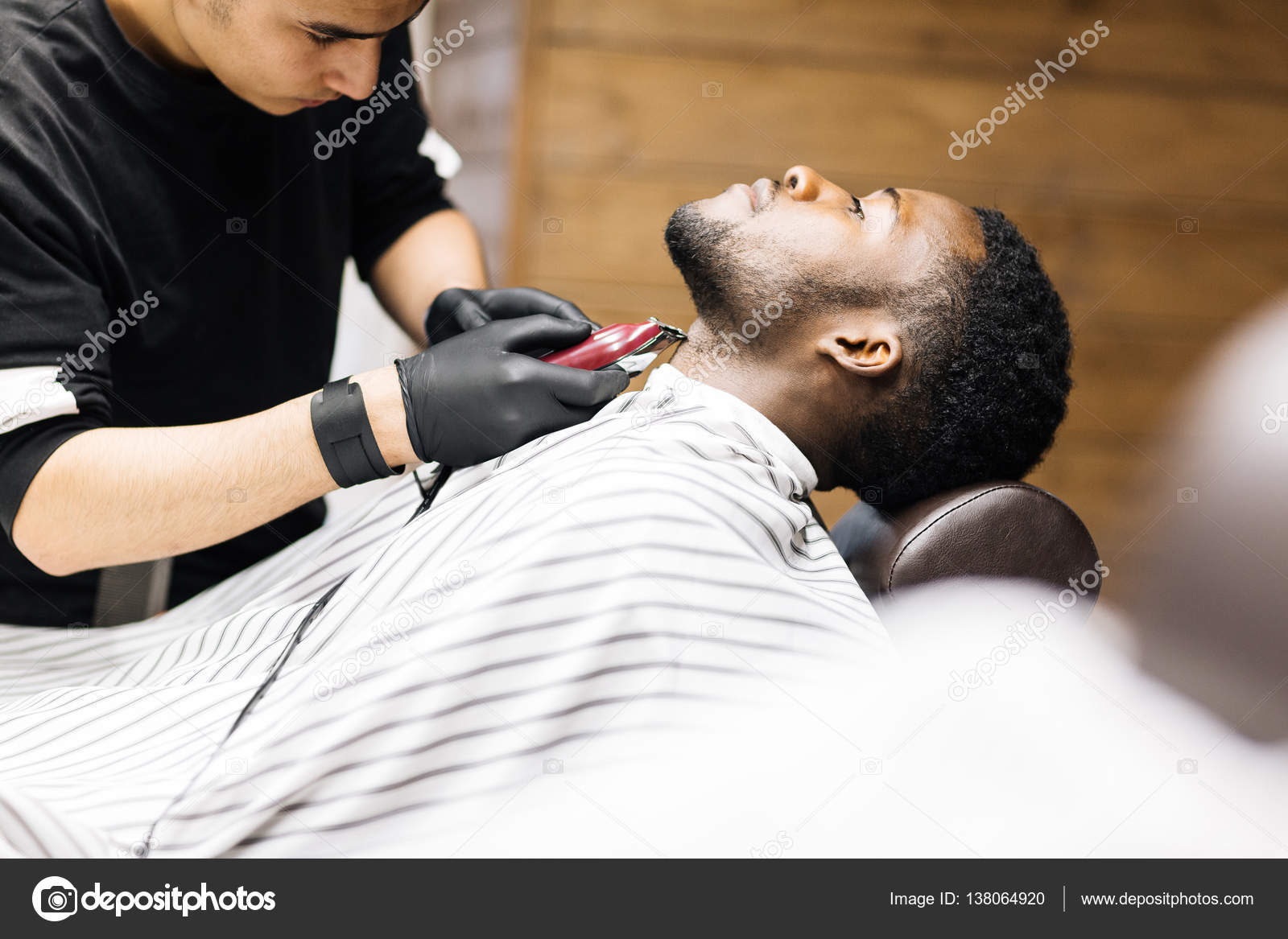 Barber shaving crient — Stock Photo © pressmaster #138064920 Barber shaving crient — Stock Photo © pressmaster #138064920
