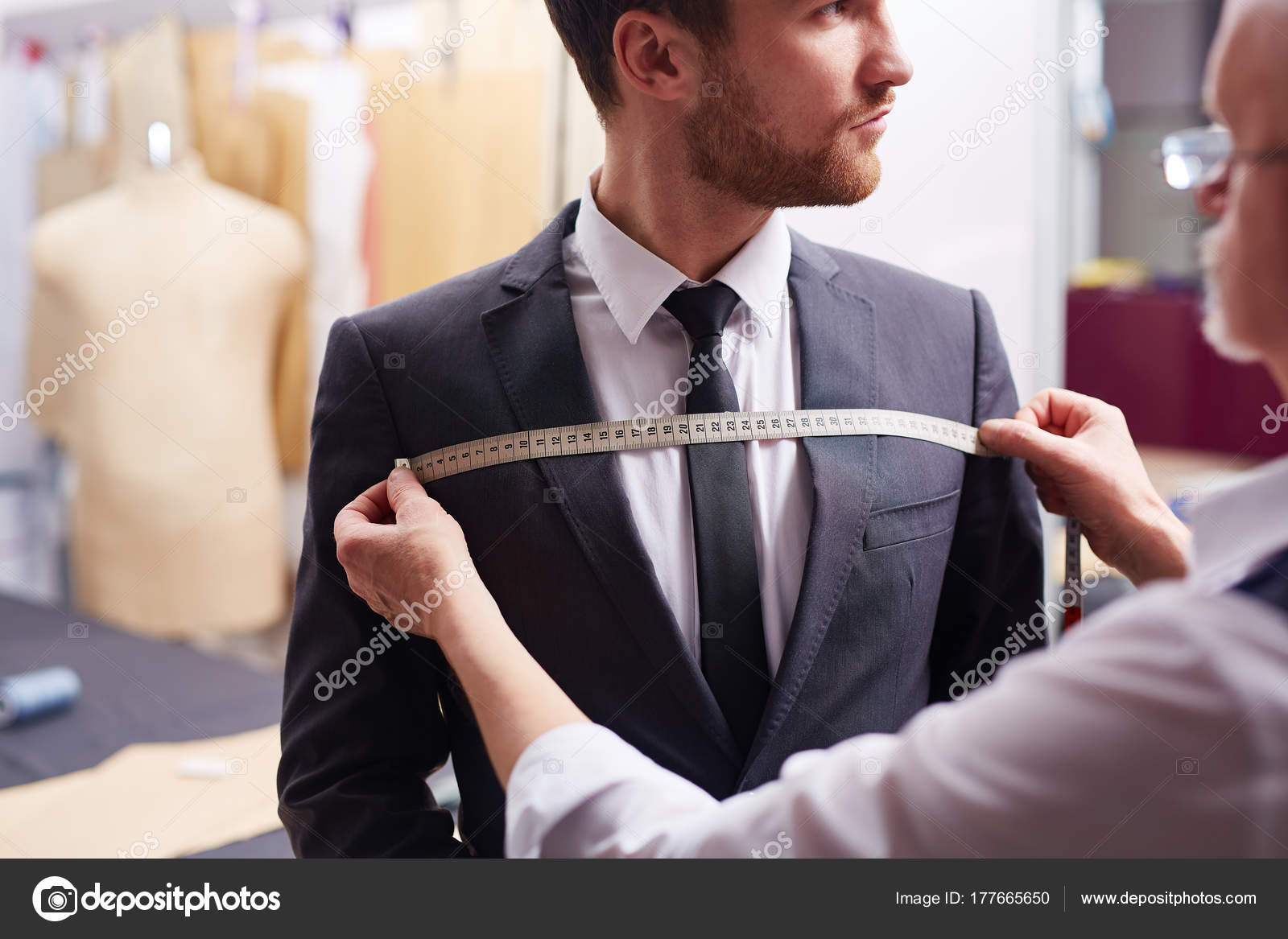 Handsome Customer at Model Fitting in Atelier Stock Photo by ...