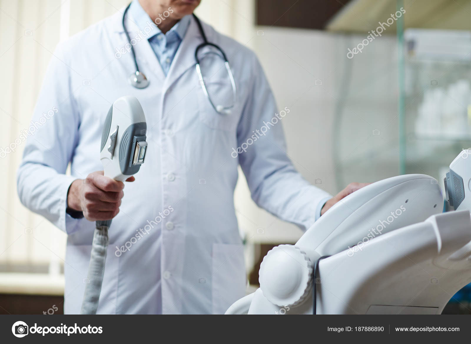 Contemporary Clinician Using New Medical Equipment Hospital — Stock ...