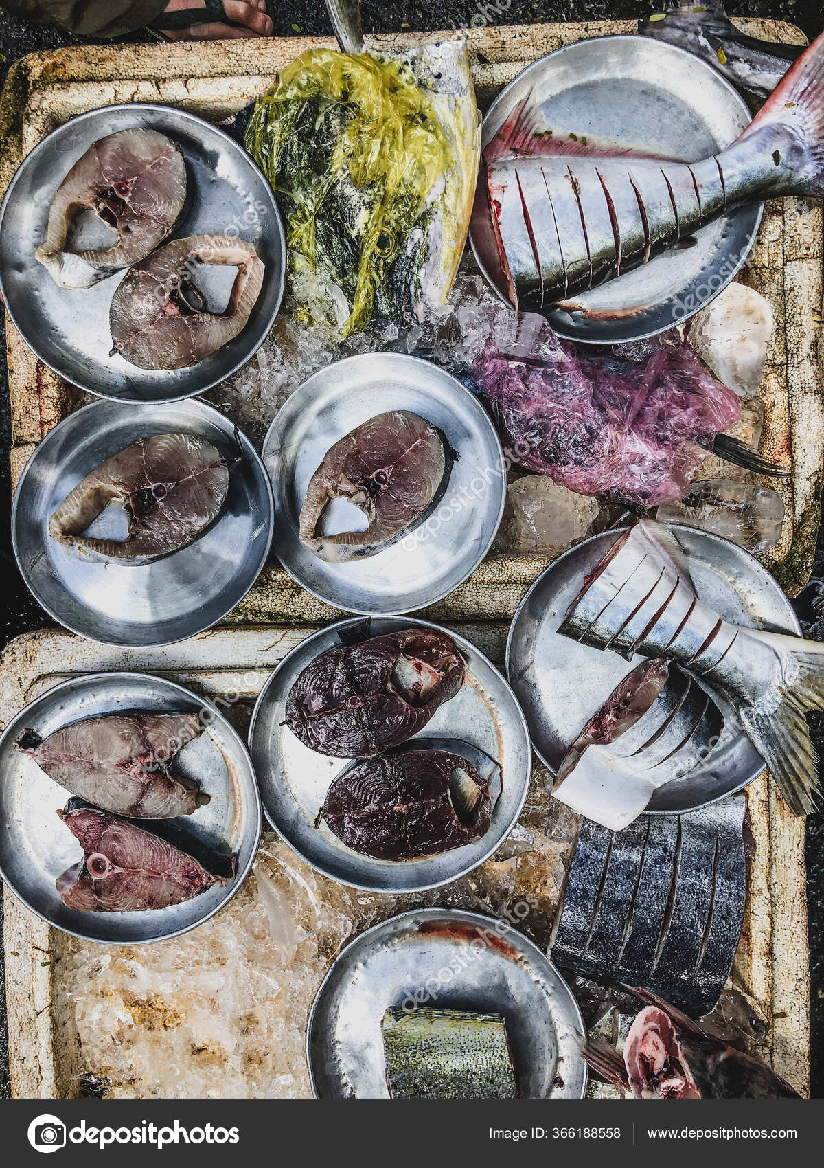 Top View Assortment Loose Fish Sale Fish Market Hue Market Stock Photo ...