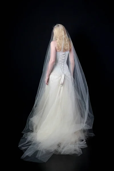 Full Length Portrait Model Wearing White Bridal Ball Gown Standing ...