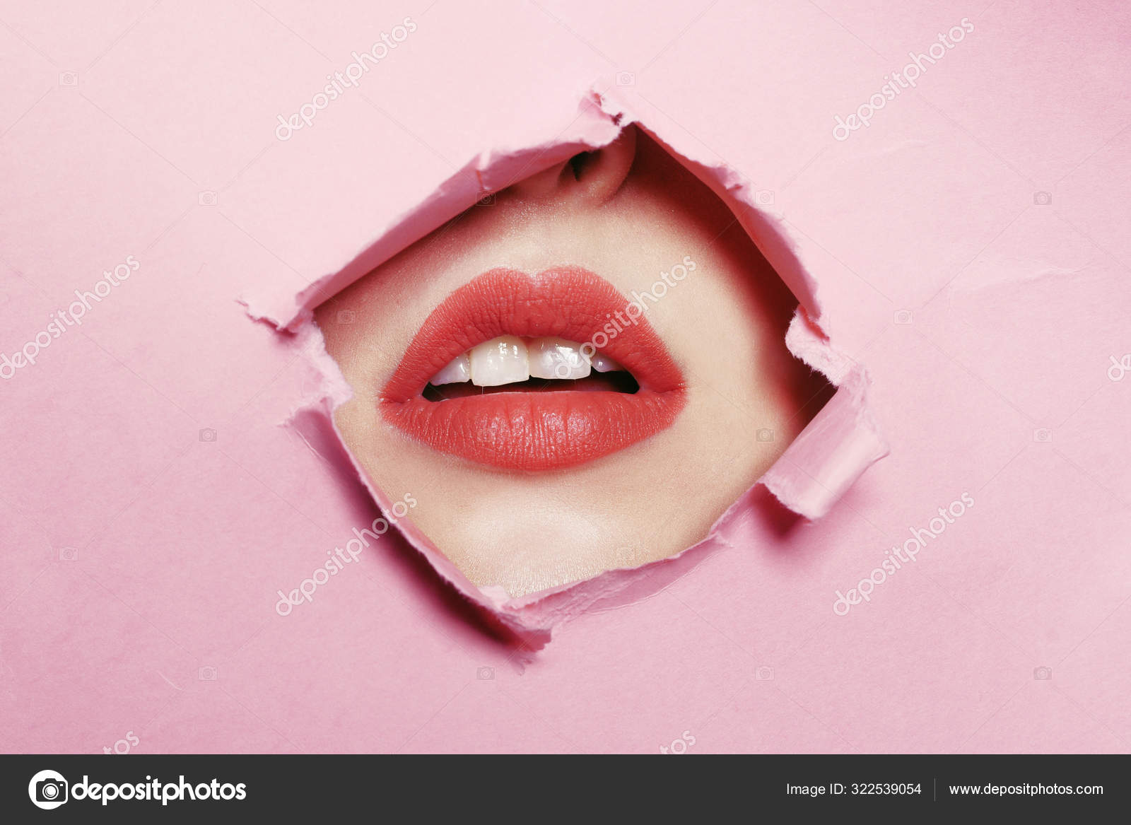 Big beautiful lips, beauty salon, lip enhancement, Botox. Beauti Stock ...