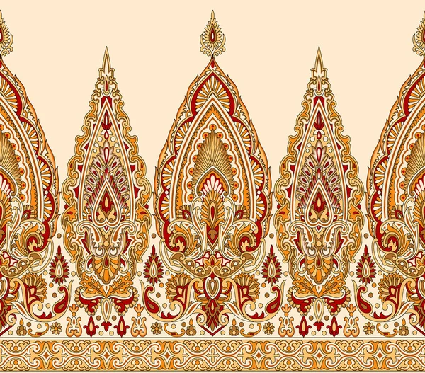 Seamless Traditional Asian Paisley Border Design Stock Vector by ...