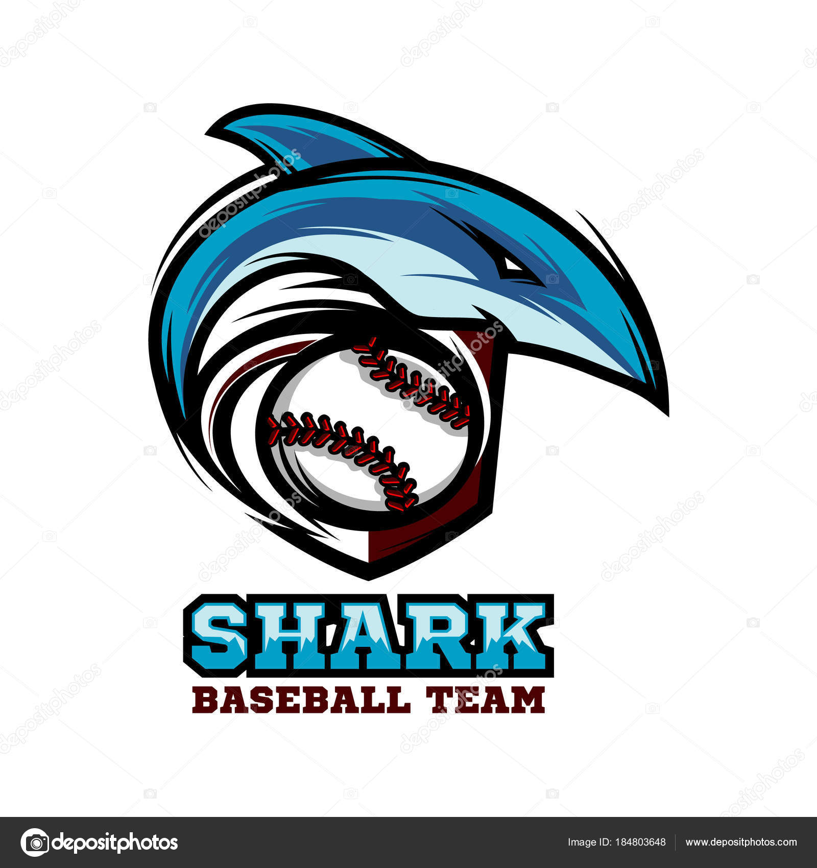 Logotipo Béisbol Tiburón Vector Vector de stock #184803648 de ©pixelogan