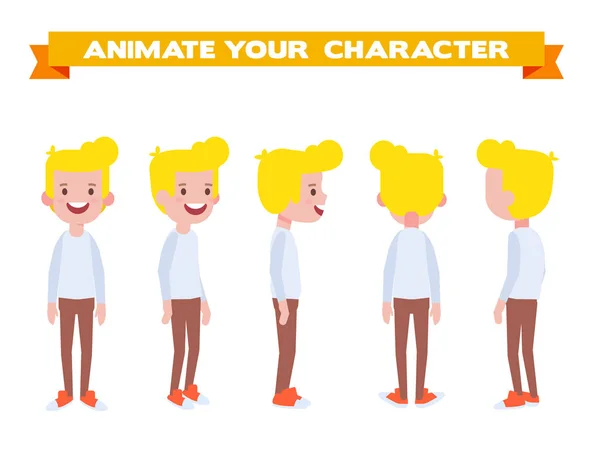 Young Man Animation Front Side Back View Character Separate Parts Stock ...