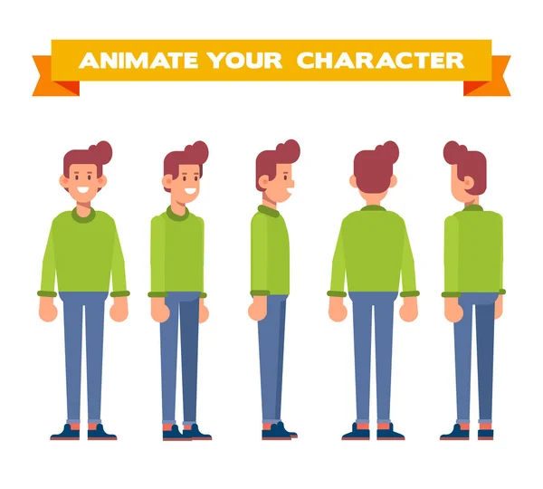 Young Man Animation Front Side Back View Character Separate Parts Stock ...