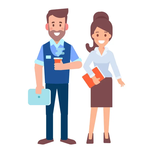 Vector Character Set Animation Business People Man Woman Front Side