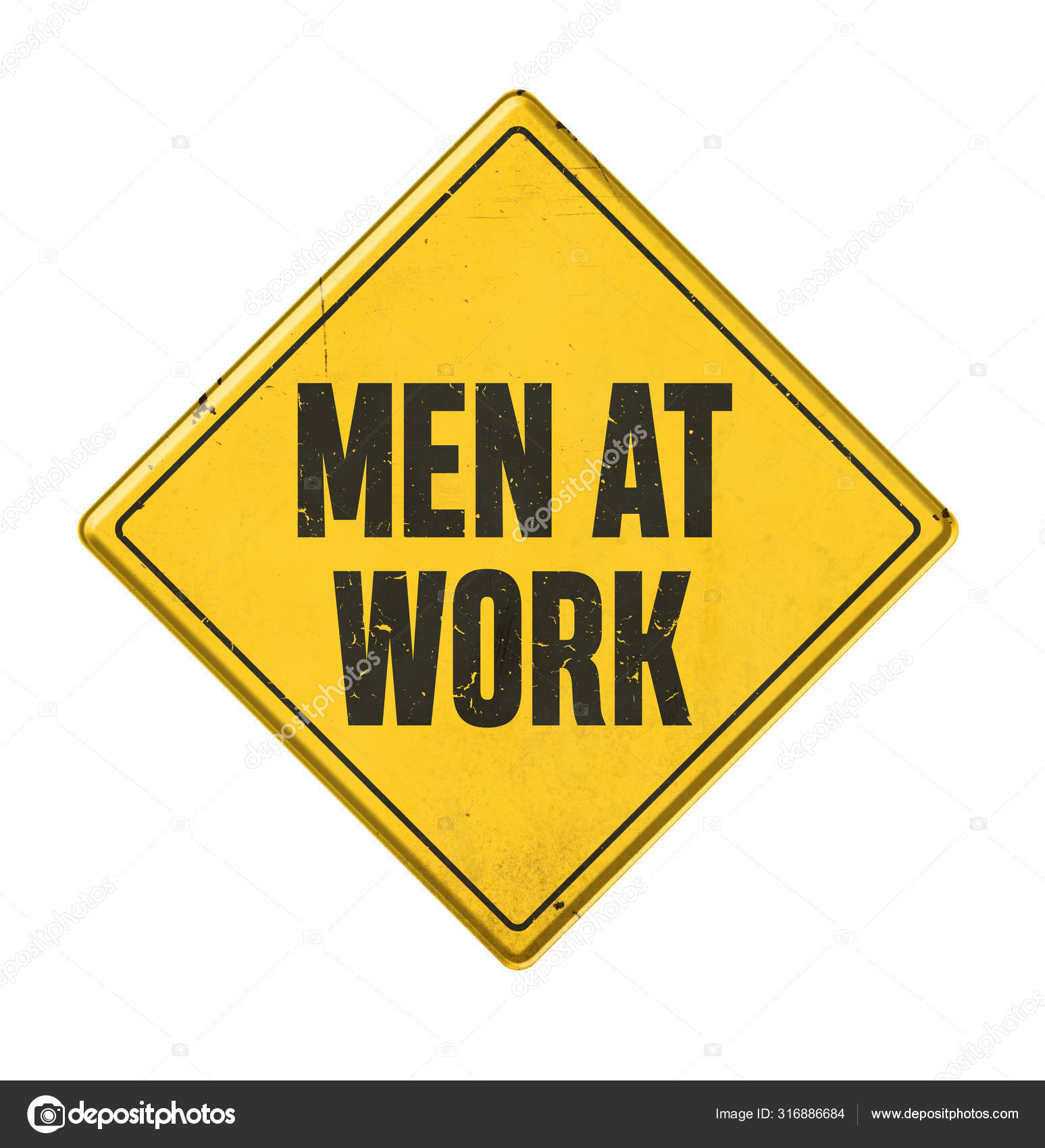 Yellow Men At Work Sign