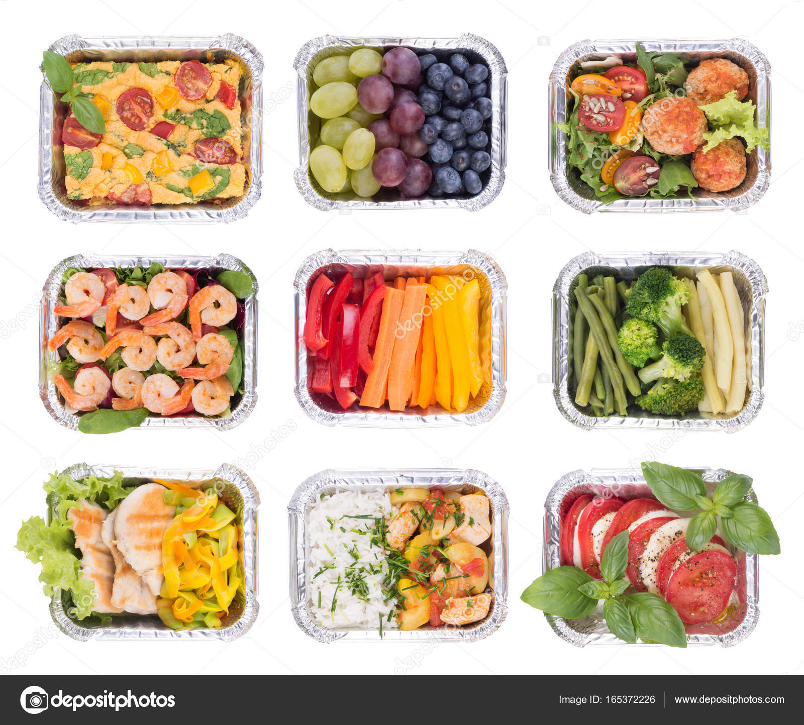 Healthy Take Away Meals Containers Isolated White Background Top View ...