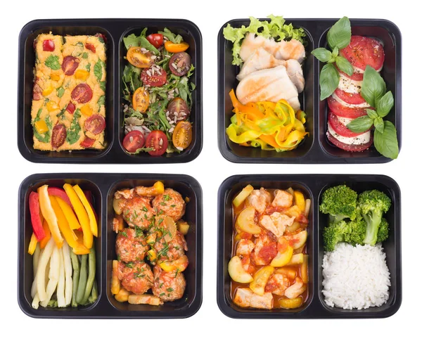 Healthy Take Away Meals Containers Isolated White Background Top View ...