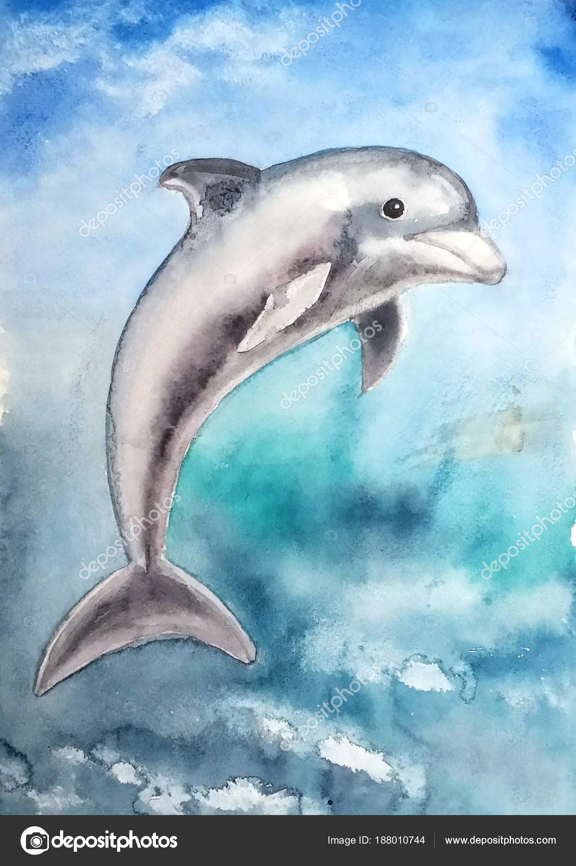 Dolphin Jumping Out Of Water Painting