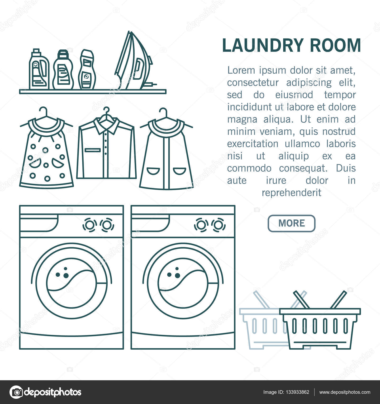 Linear illustration laundry room Stock Vector by ©lilileka 133933862