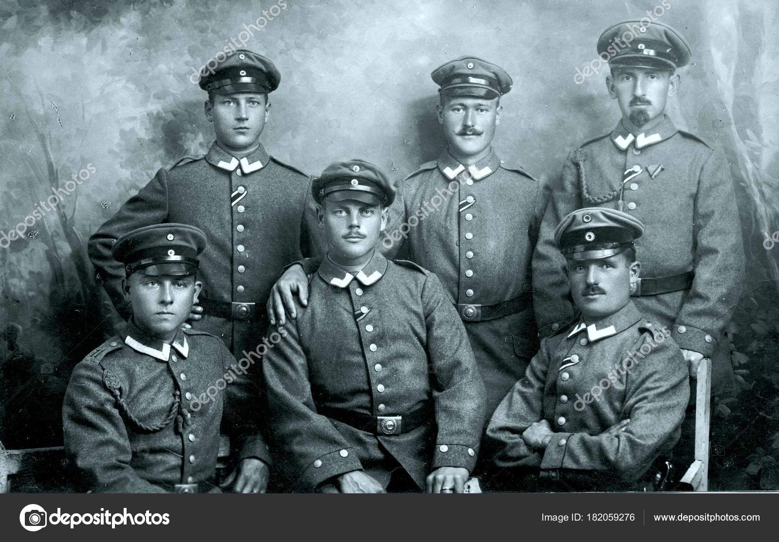 Six German High Decorated Sergeants Posing Camera Studio – Stock ...