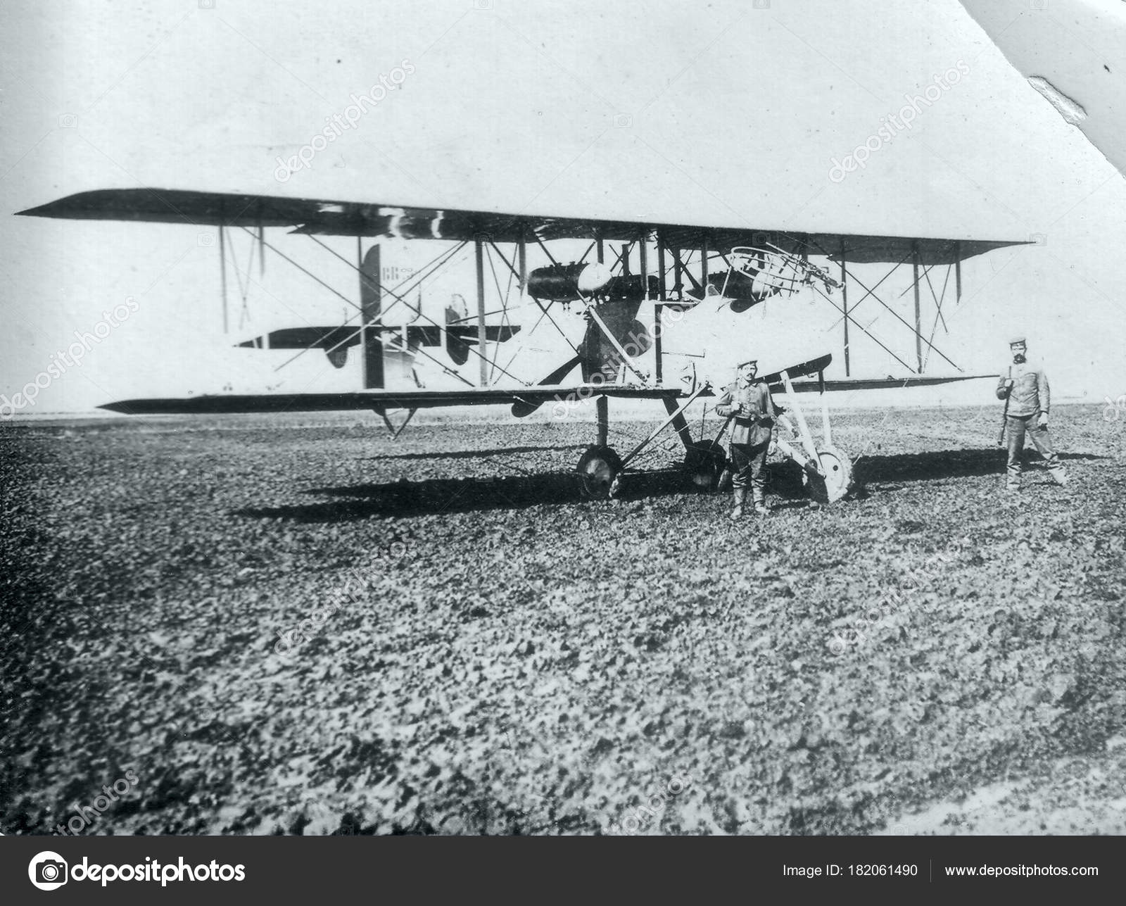Two German Soldiers Guards Duty Captured Two Engine Plane — Stock ...