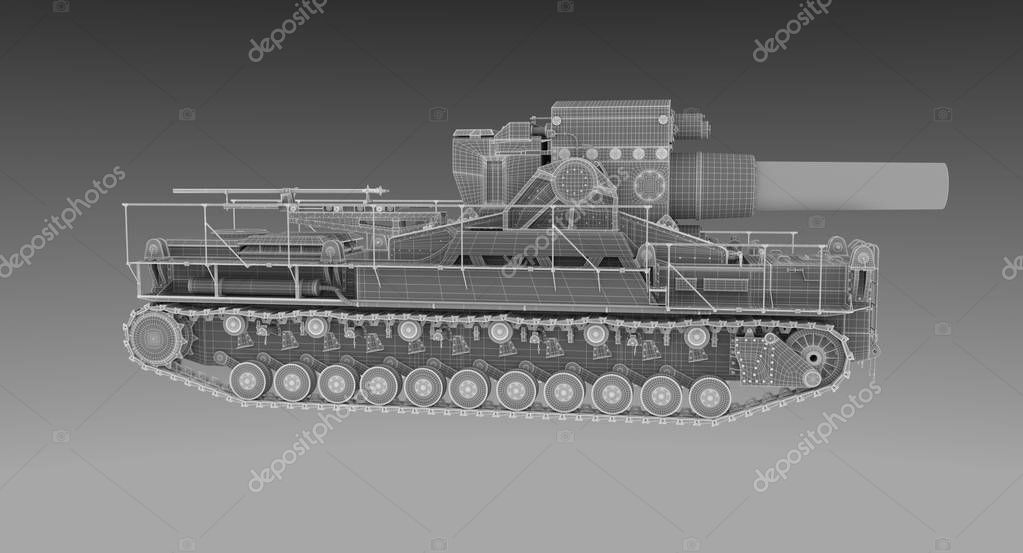 Mortero de asedio alemán gráfico 3D 041 Karl también nombrado Thor 2023