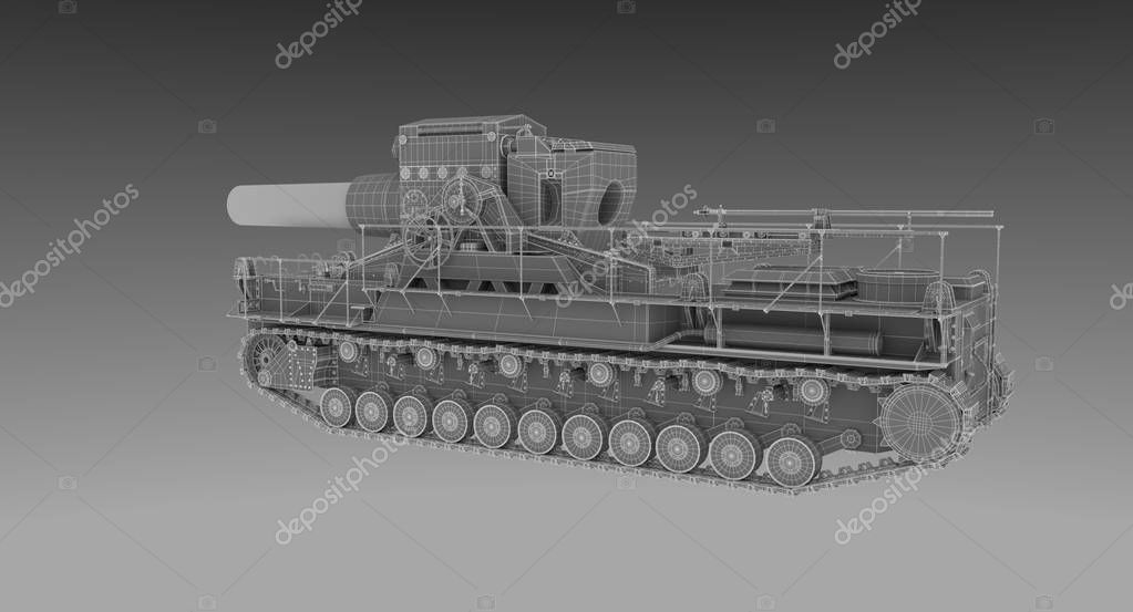 Mortero de asedio alemán gráfico 3D 041 Karl también nombrado Thor 2023