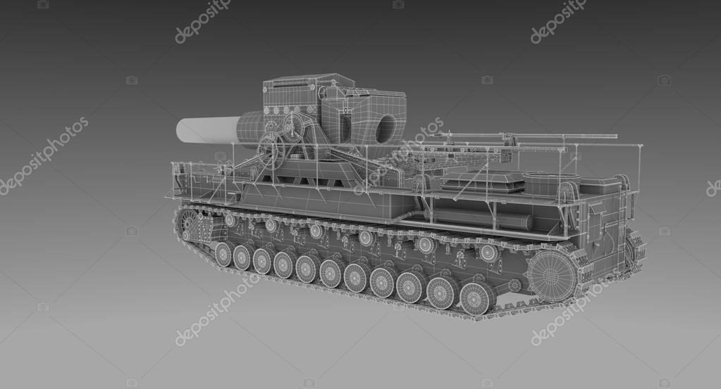 Mortero de asedio alemán gráfico 3D 041 Karl también nombrado Thor 2023