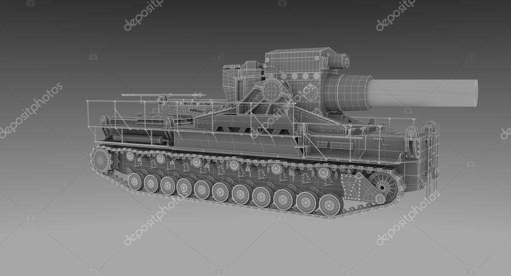 Mortero de asedio alemán gráfico 3D 041 Karl también nombrado Thor 2024