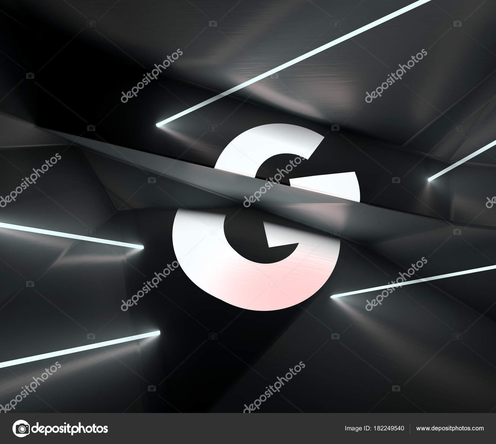 Rendering Alphabet Projected Refracted Surface Neon Lights Sides ...