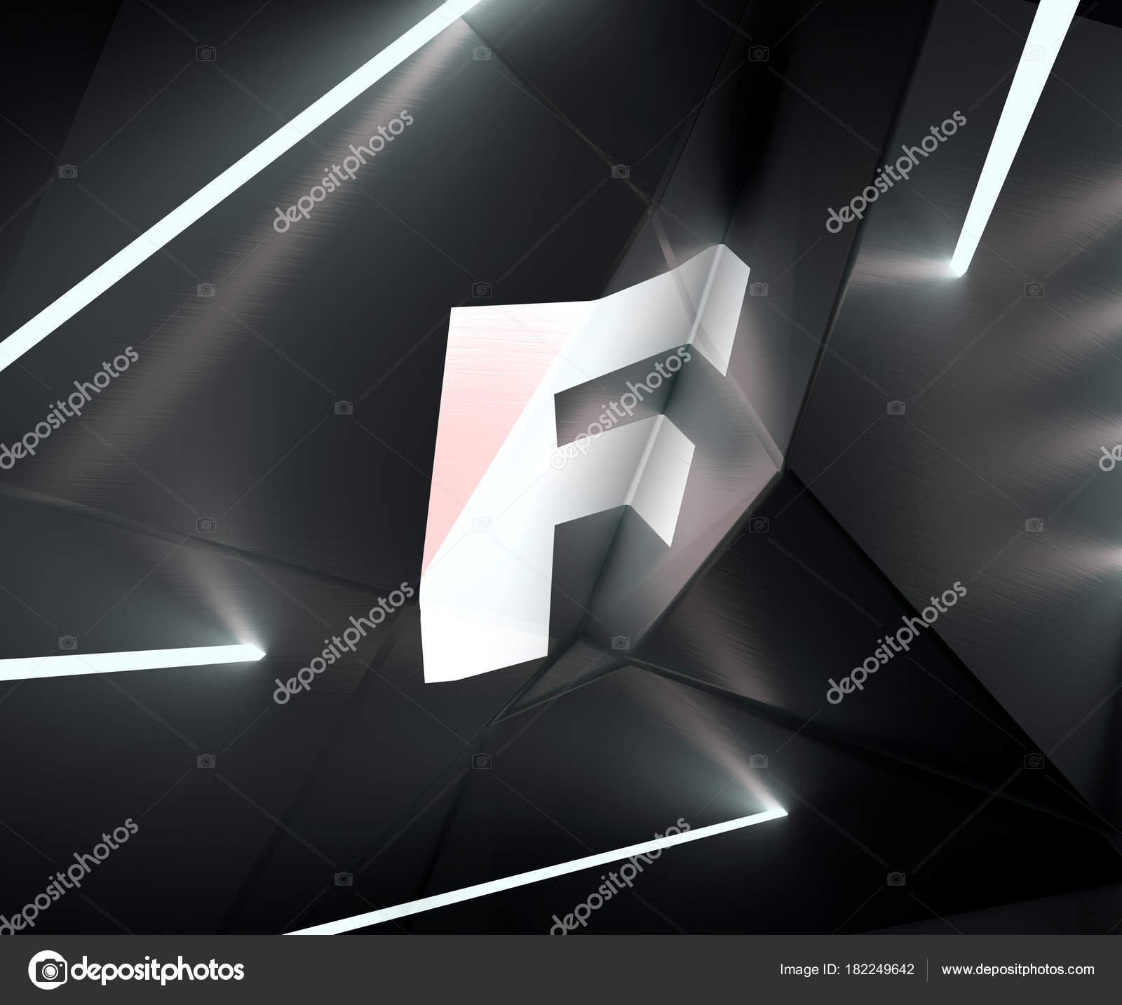 Rendering Alphabet Projected Refracted Surface Neon Lights Sides ...