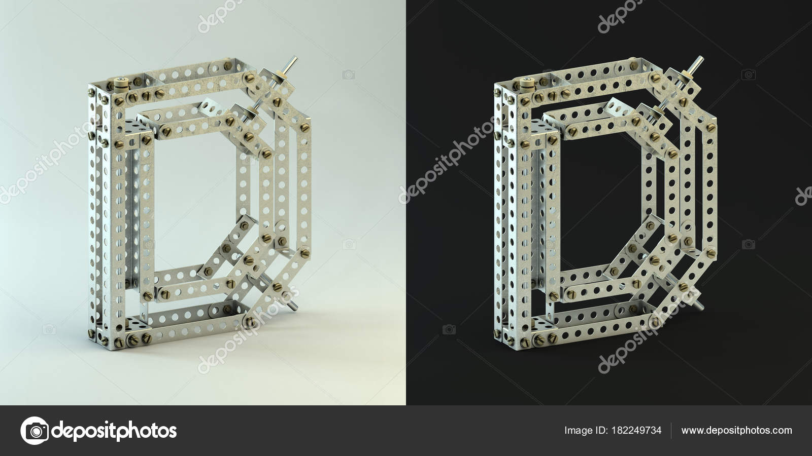 Rendering Metallic Constructor Font Rivets Screws Building Kit Font ...