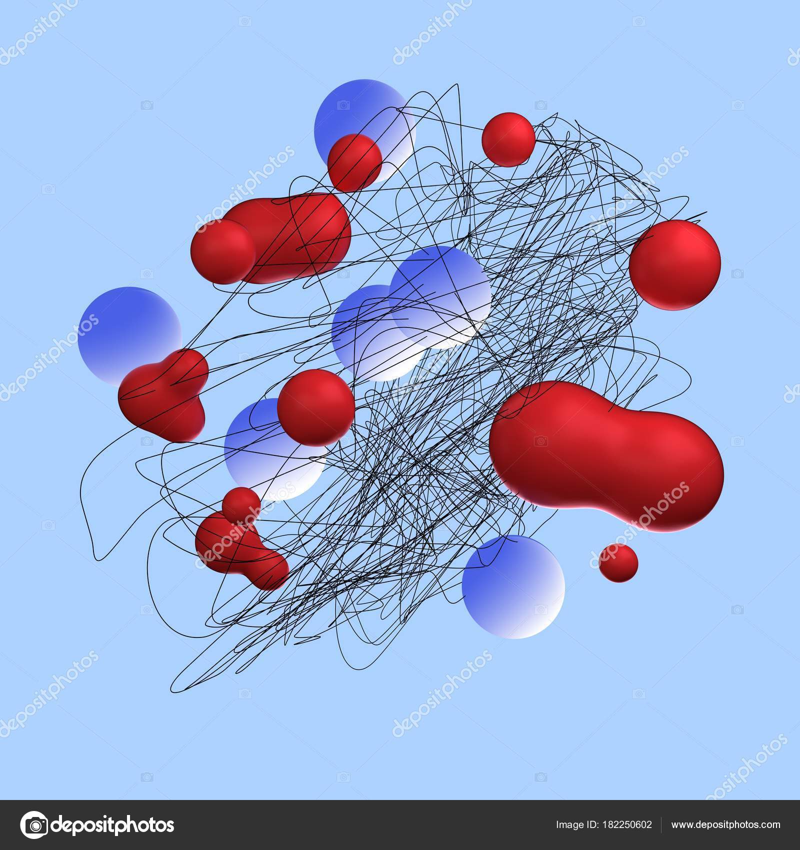 Rendering Group Abstract Objects Composition Haotic Interwoven Thin ...