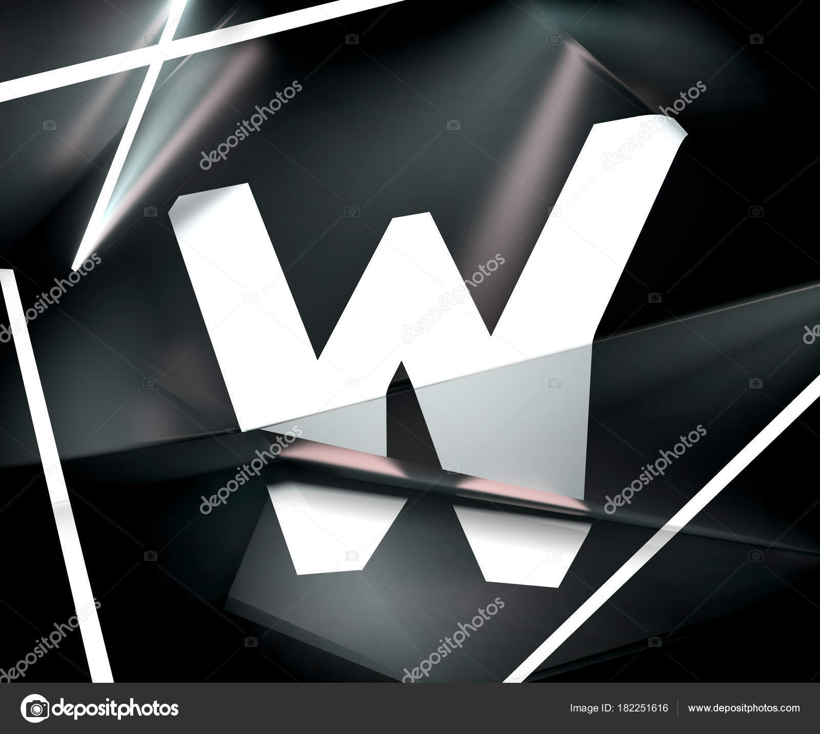 Rendering Alphabet Projected Refracted Surface Neon Lights Sides ...