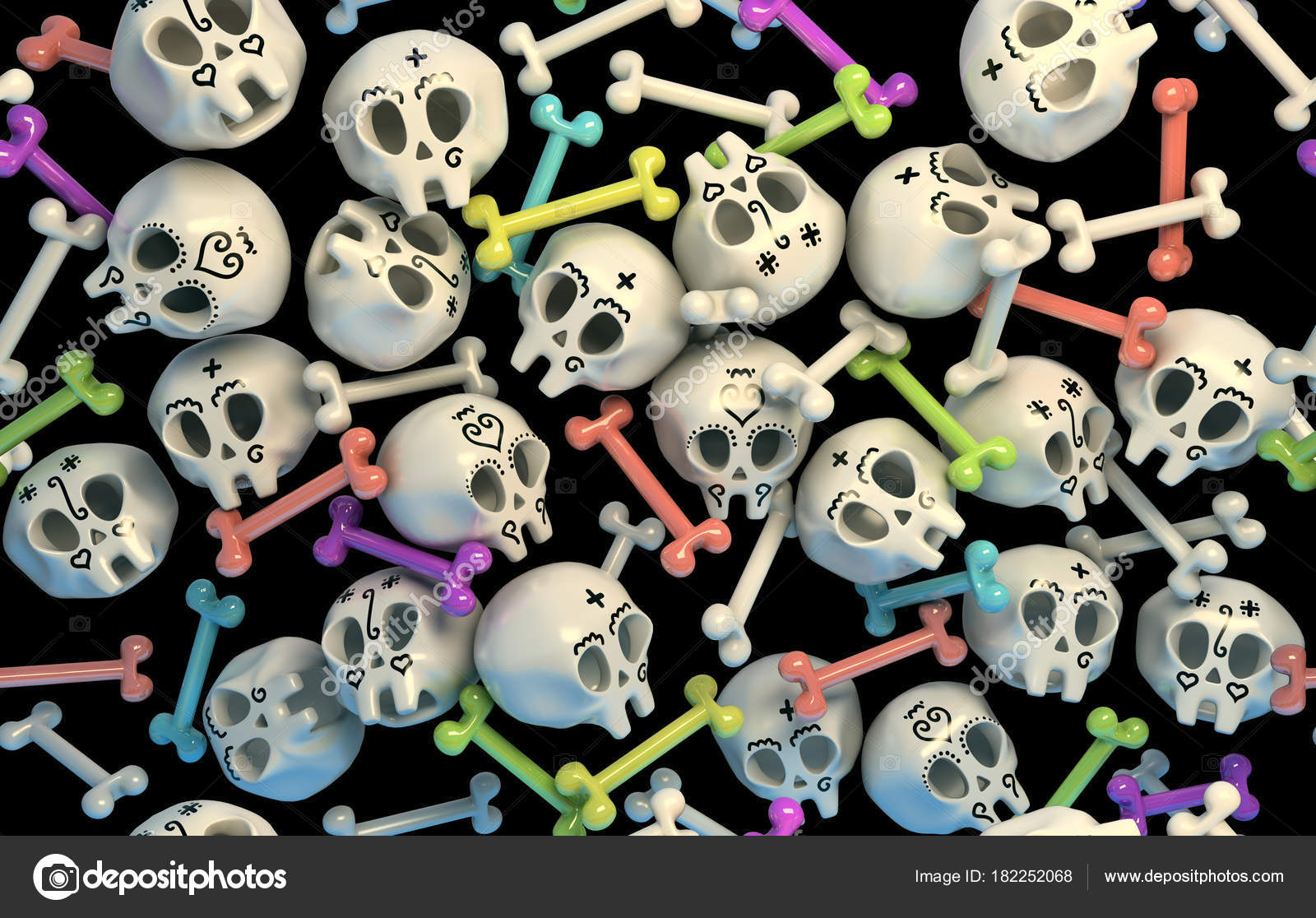 Stylized Cartoon Skulls Bones Seamless Pattern Stock Photo by ©BugFish ...