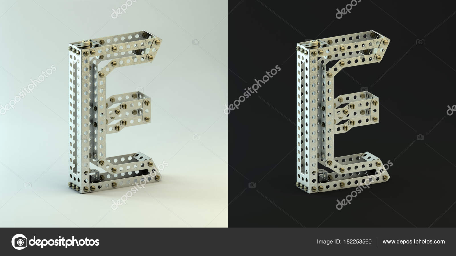 Rendering Metallic Constructor Font Rivets Screws Building Kit Font ...
