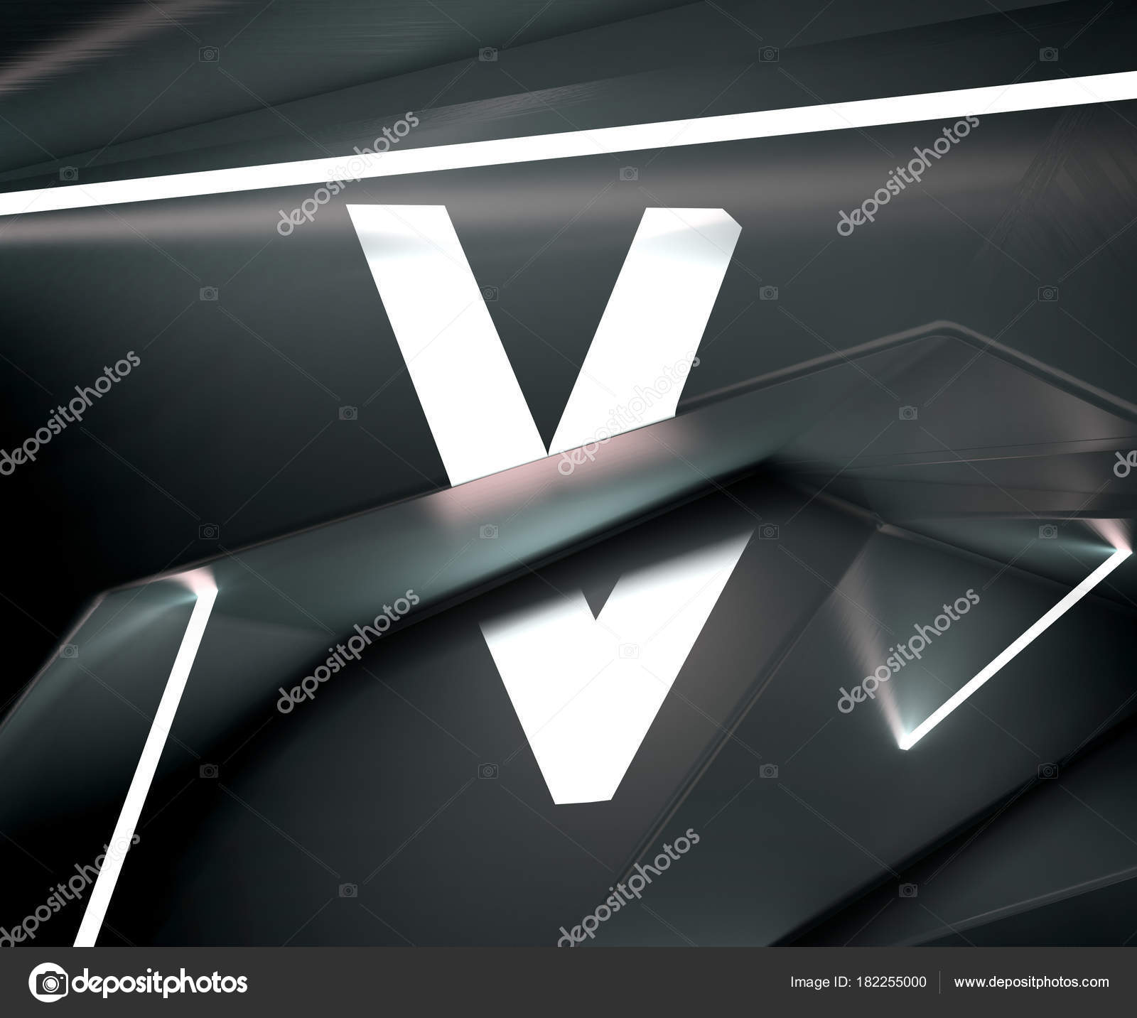 Rendering Alphabet Projected Refracted Surface Neon Lights Sides ...
