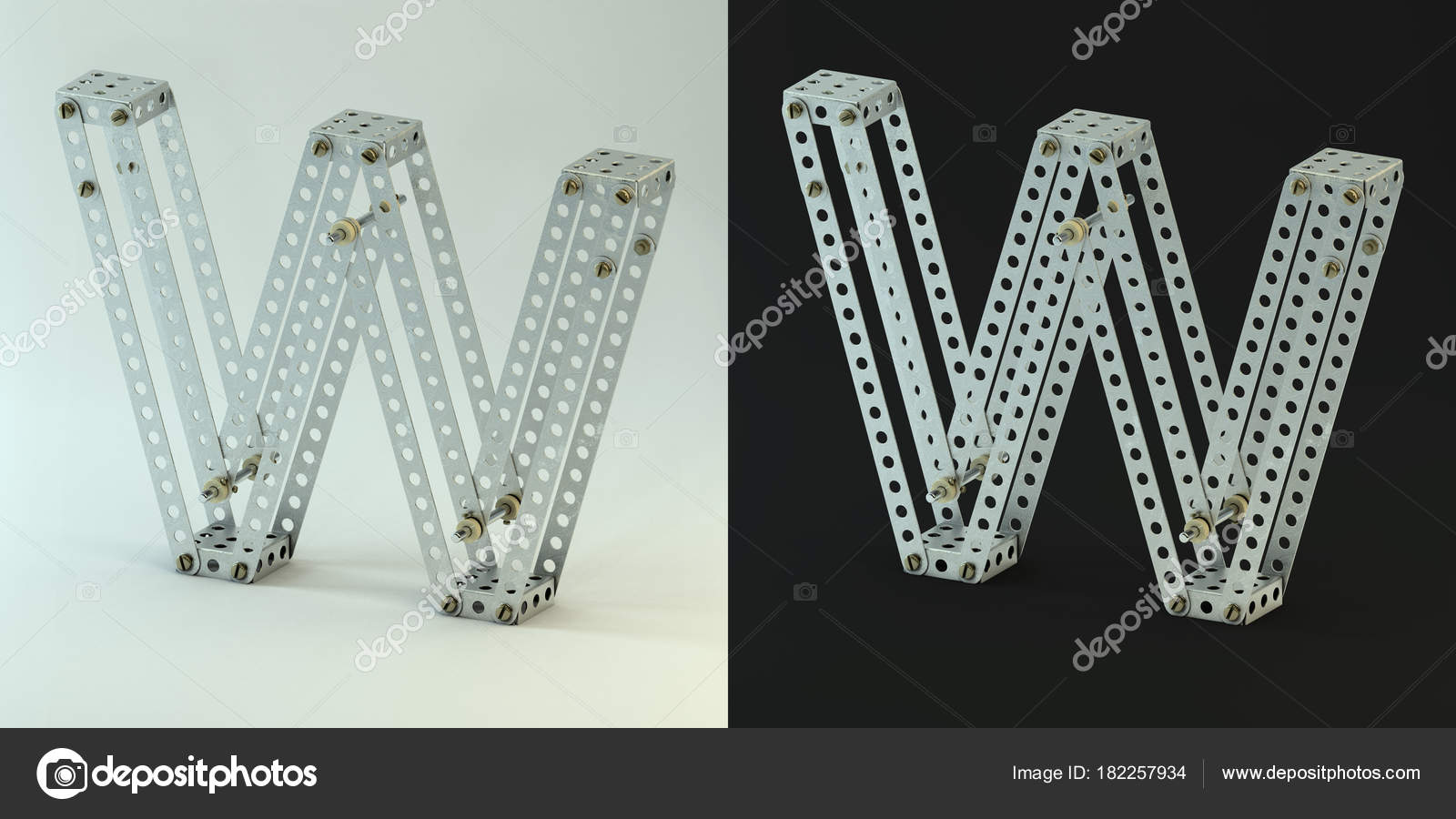 Rendering Metallic Constructor Font Rivets Screws Building Kit Font ...