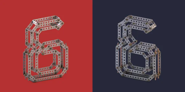 Metallic Constructor Font Red Dark Blue Background Rendering Letter ...