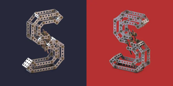 Metallic Constructor Font Dark Blue Red Background Rendering Letter ...