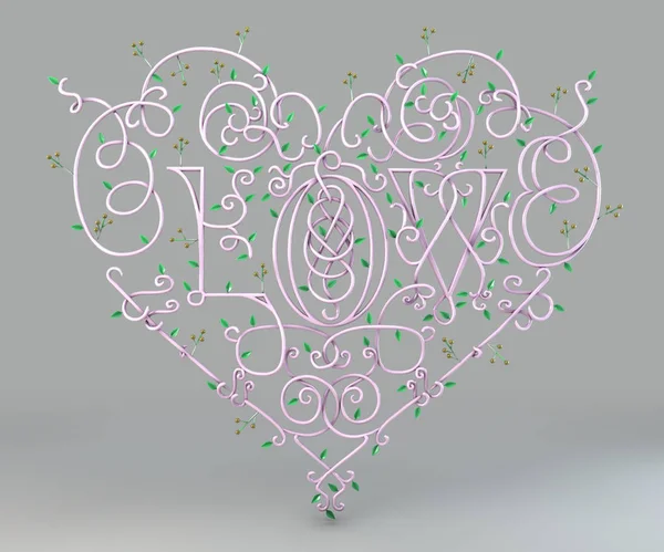 Ornate Heart Handmade Calligraphy Text Love Decorative Gold Heart ...