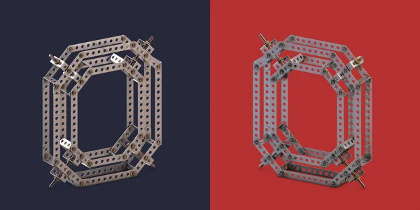 Metallic Constructor Font Red Dark Blue Background Rendering Letter ...