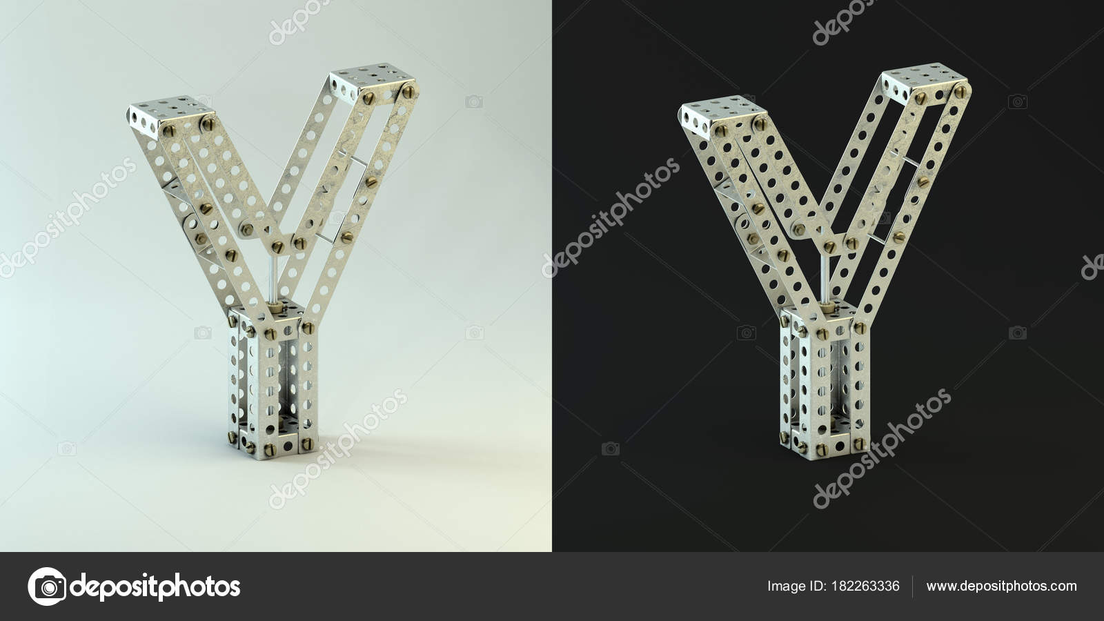 Rendering Metallic Constructor Font Rivets Screws Building Kit Font ...