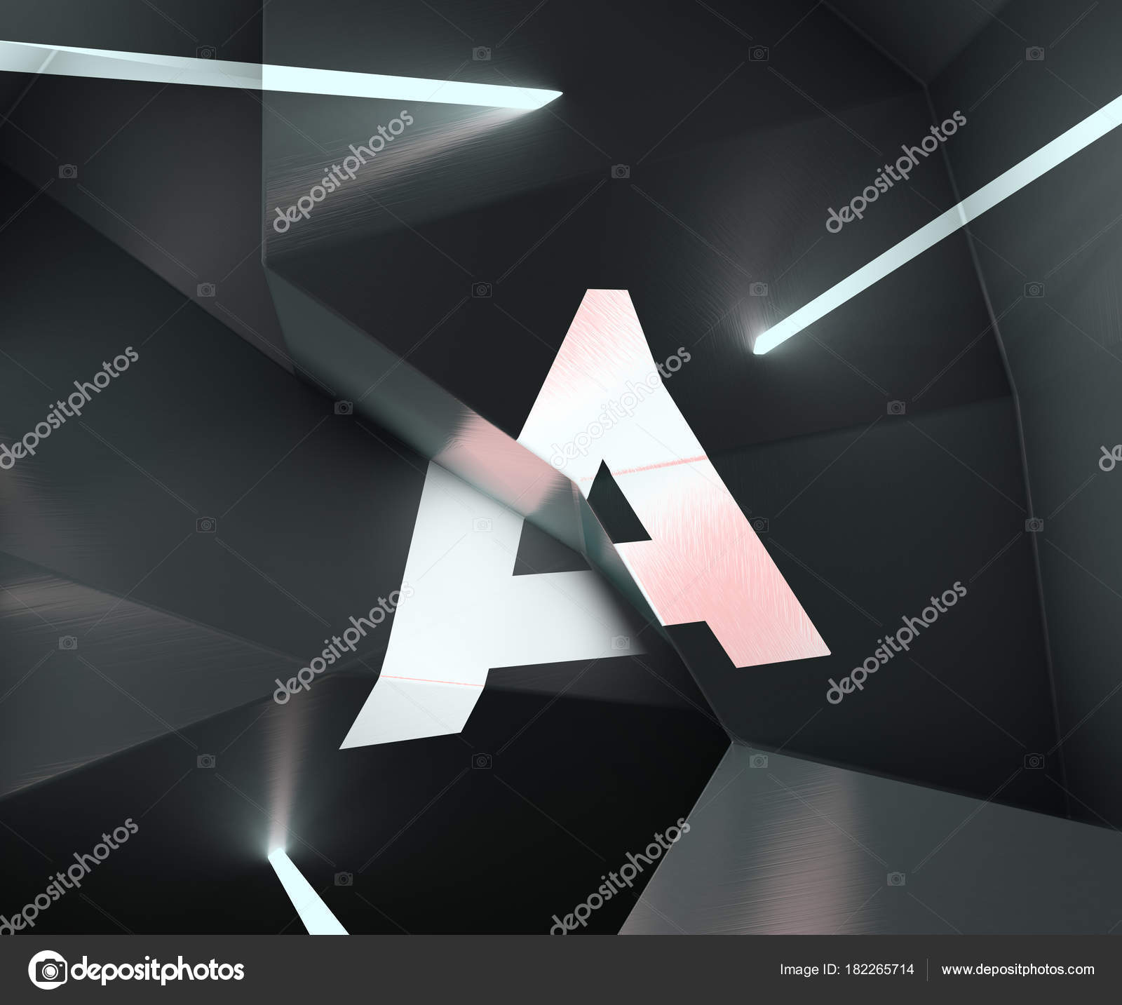 Rendering Alphabet Projected Refracted Surface Neon Lights Sides ...
