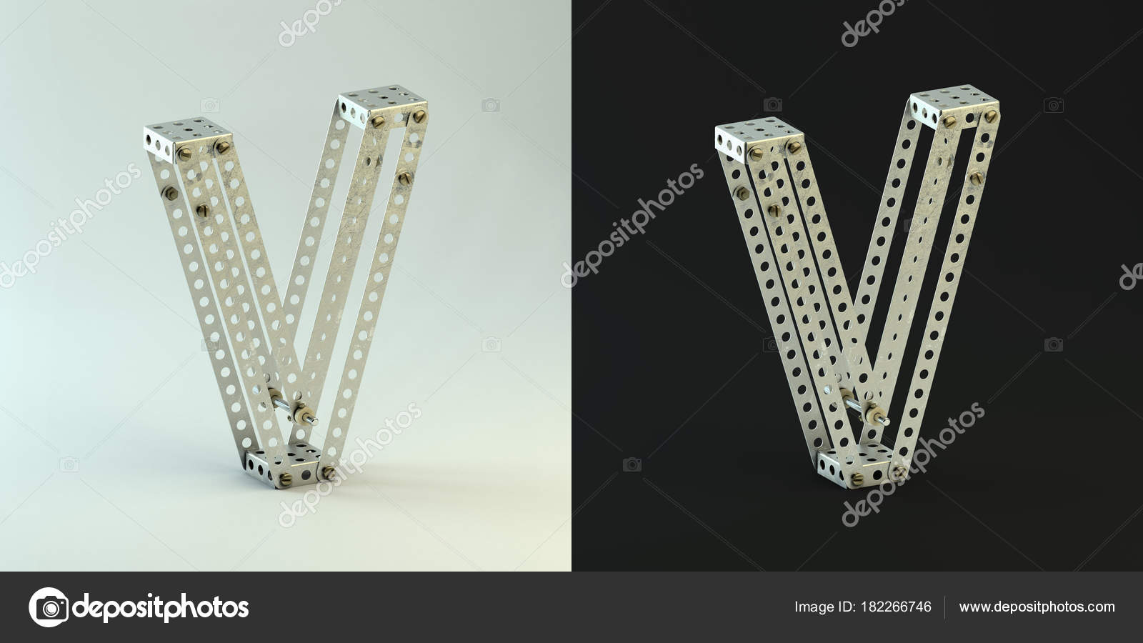 Rendering Metallic Constructor Font Rivets Screws Building Kit Font ...