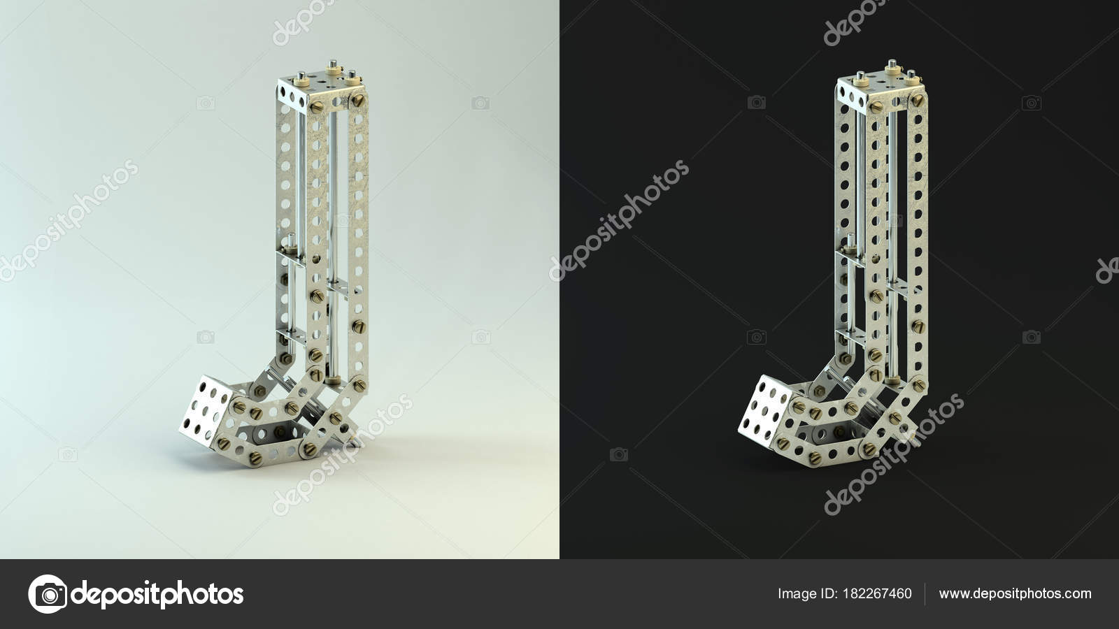 Rendering Metallic Constructor Font Rivets Screws Building Kit Font ...