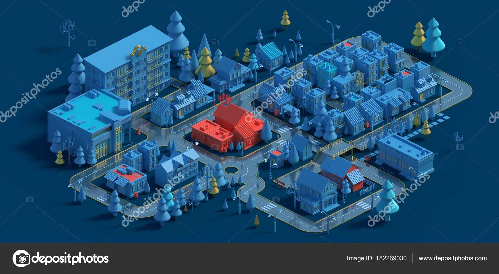 Rendering Low Poly Isometric City Winter Stylized Red Houses Heating ... Rendering Low Poly Isometric City Winter Stylized Red Houses Heating ...