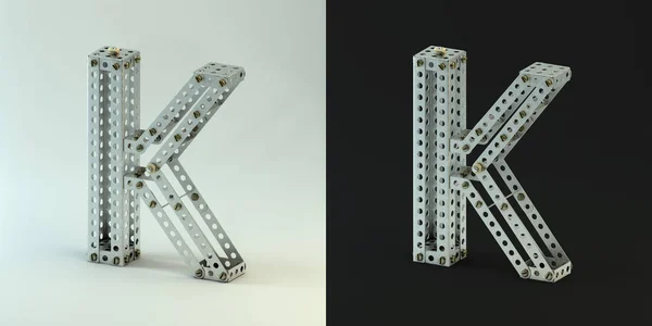 Rendering Metallic Constructor Font Rivets Screws Building Kit Font ...