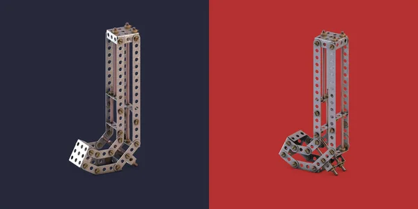 Metallic Constructor Font Dark Blue Red Background Rendering Letter ...