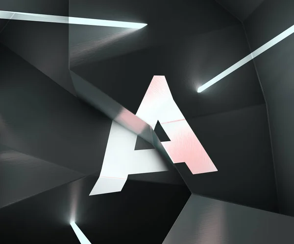 Rendering Alphabet Projected Refracted Surface Neon Lights Sides ...
