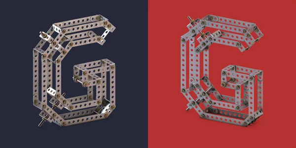 Metallic Constructor Font Red Dark Blue Background Rendering Letter ...