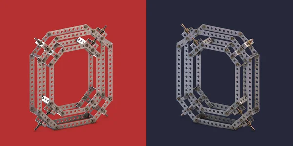 Metallic Constructor Font Red Dark Blue Background Rendering Letter ...