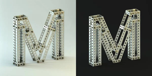 Rendering Metallic Constructor Font Rivets Screws Building Kit Font ...