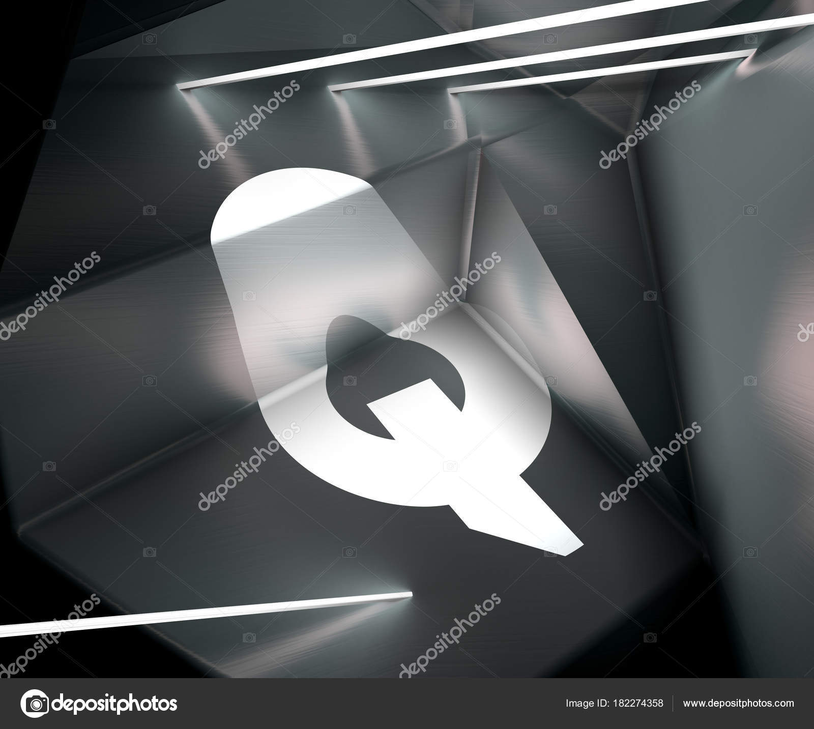 Rendering Alphabet Projected Refracted Surface Neon Lights Sides ...