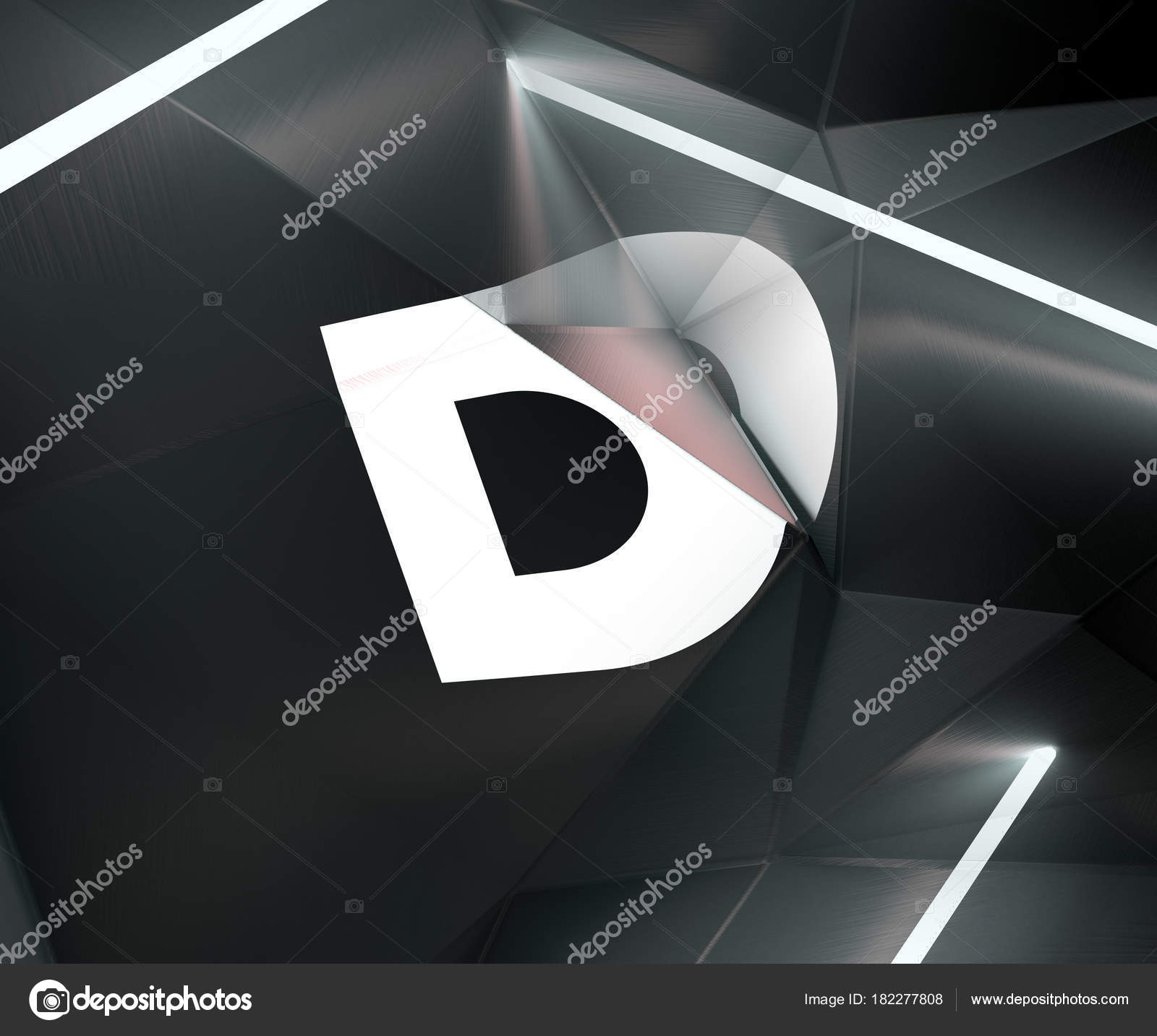Rendering Alphabet Projected Refracted Surface Neon Lights Sides ...